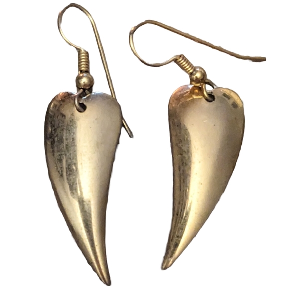 Vintage | Jewelry | Vintage Brass Gold Tone Long Fang Shaped Earrings ...